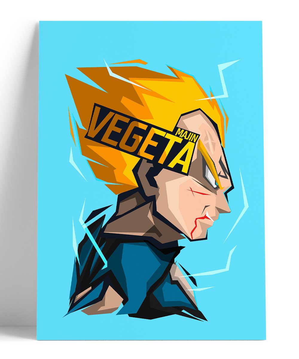 Cuadro Majin Vegeta Vector fondo azul ️