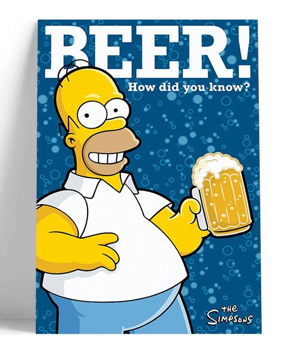 Cuadro Homero Simpson Fondo Azul Cerveza Beer ️